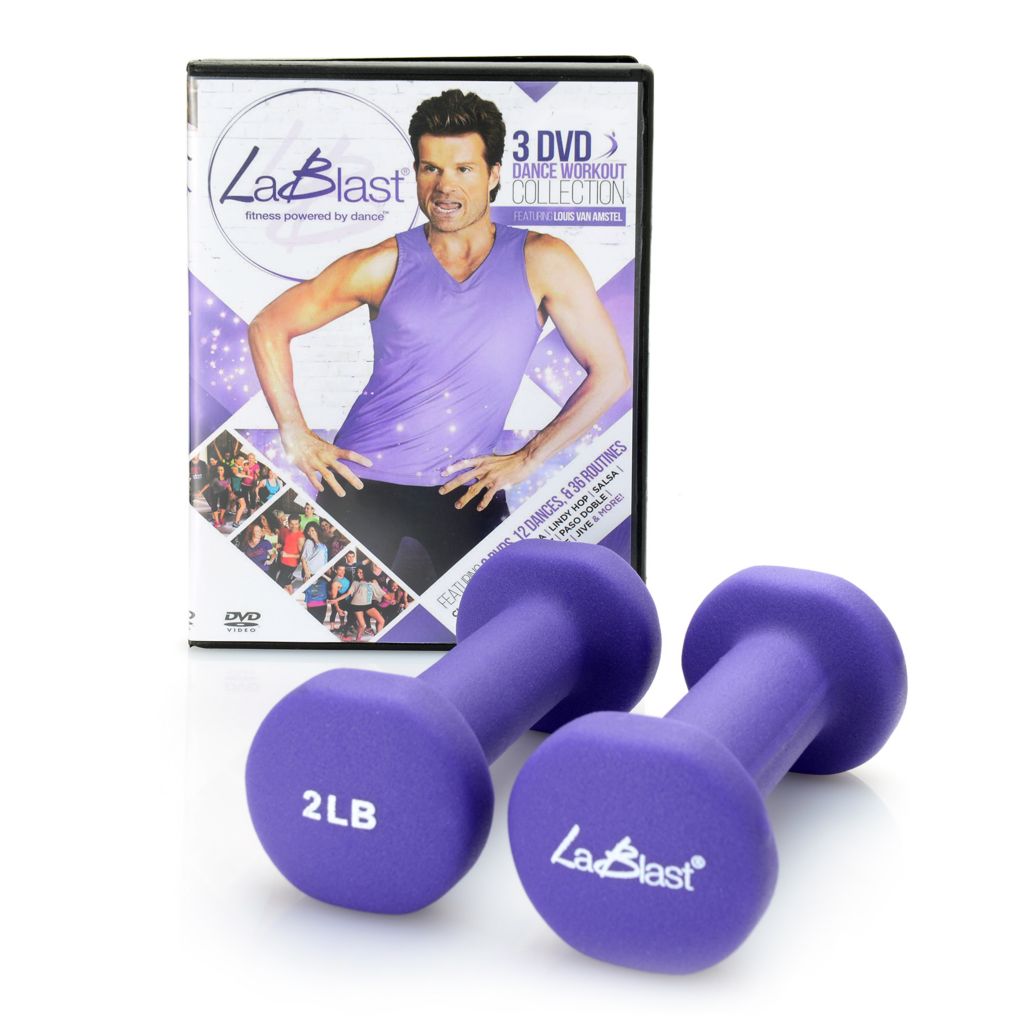 (ShopHQ) LaBlast Dance Fitness Total Body Makeover 3-DVD Set w/ Pair of ...