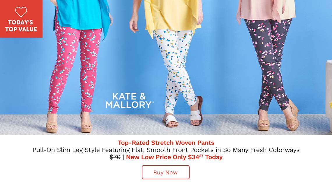 (ShopHQ) Kate & Mallory® Printed Stretch Woven Seam Detailed Slim Leg ...