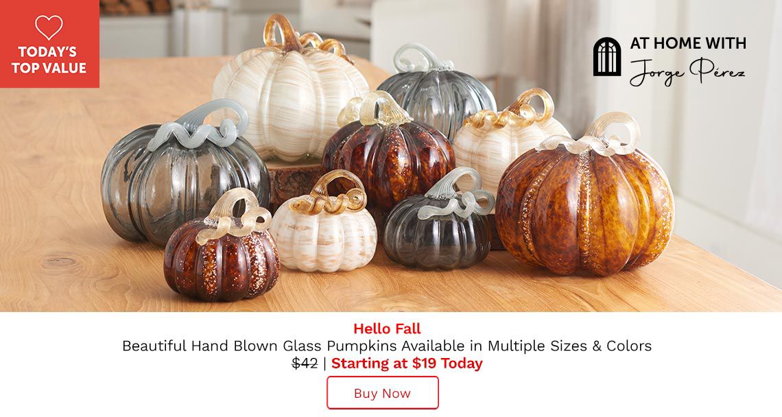 (ShopHQ) At Home w/ Jorge Pérez Choice of Color & Size Glass Pumpkin ...