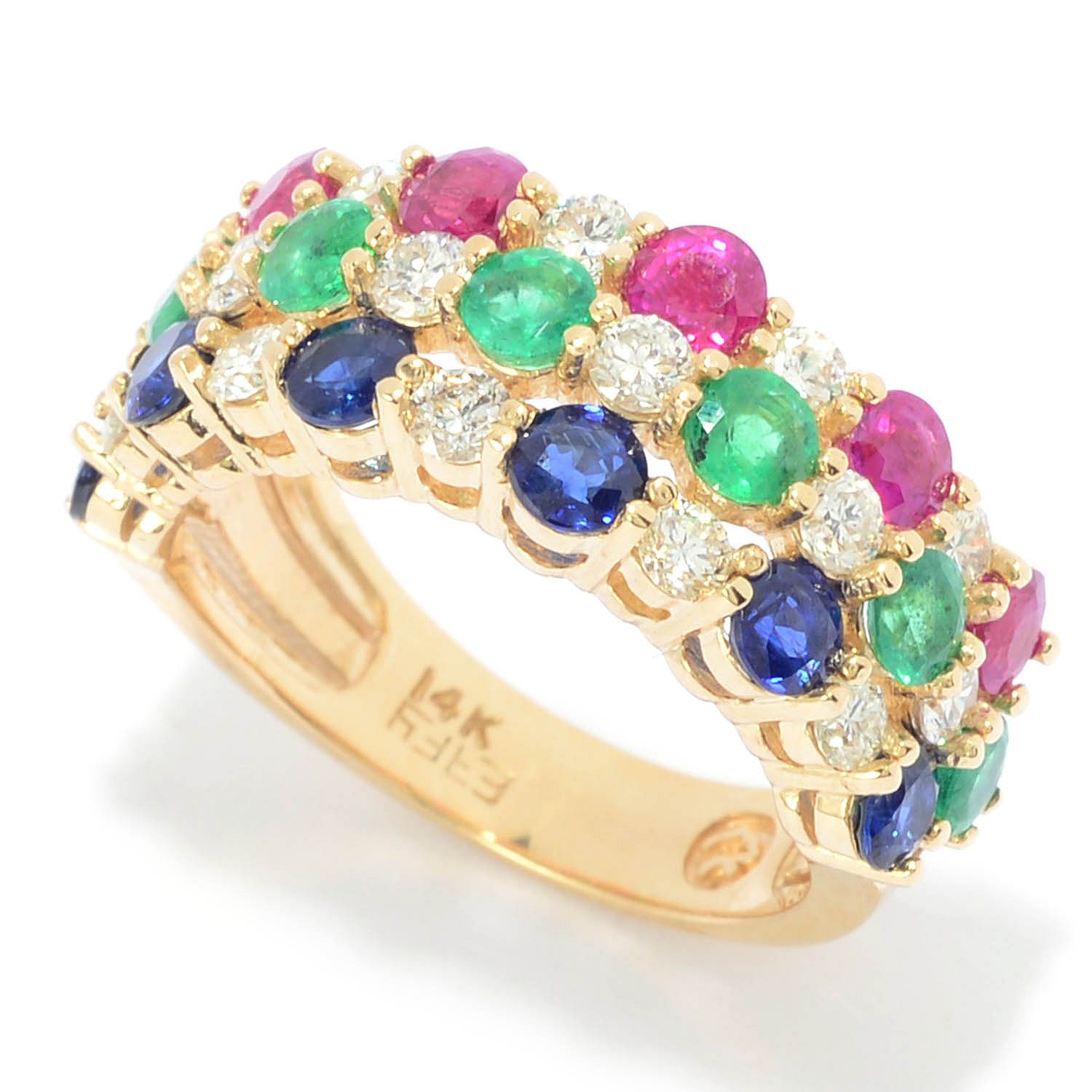 (ShopHQ) EFFY "Precious" 14K Gold 3.17ctw Emerald, Ruby, Sapphire ...