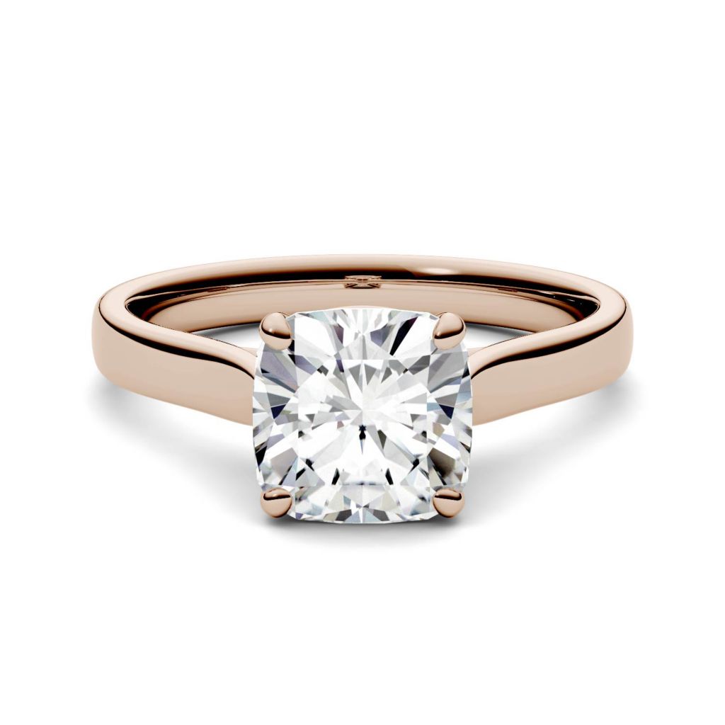 Moissanite by Charles Colvard 14K Gold 2.00 DEW Cushion Cut Cathedral Ring on sale at shophq 186 634