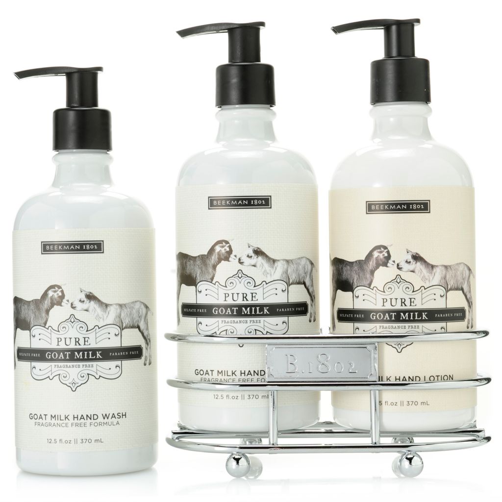 (ShopHQ) Beekman 1802 Goat Milk Hand Wash & Lotion Caddy Duo w/ Bonus ...