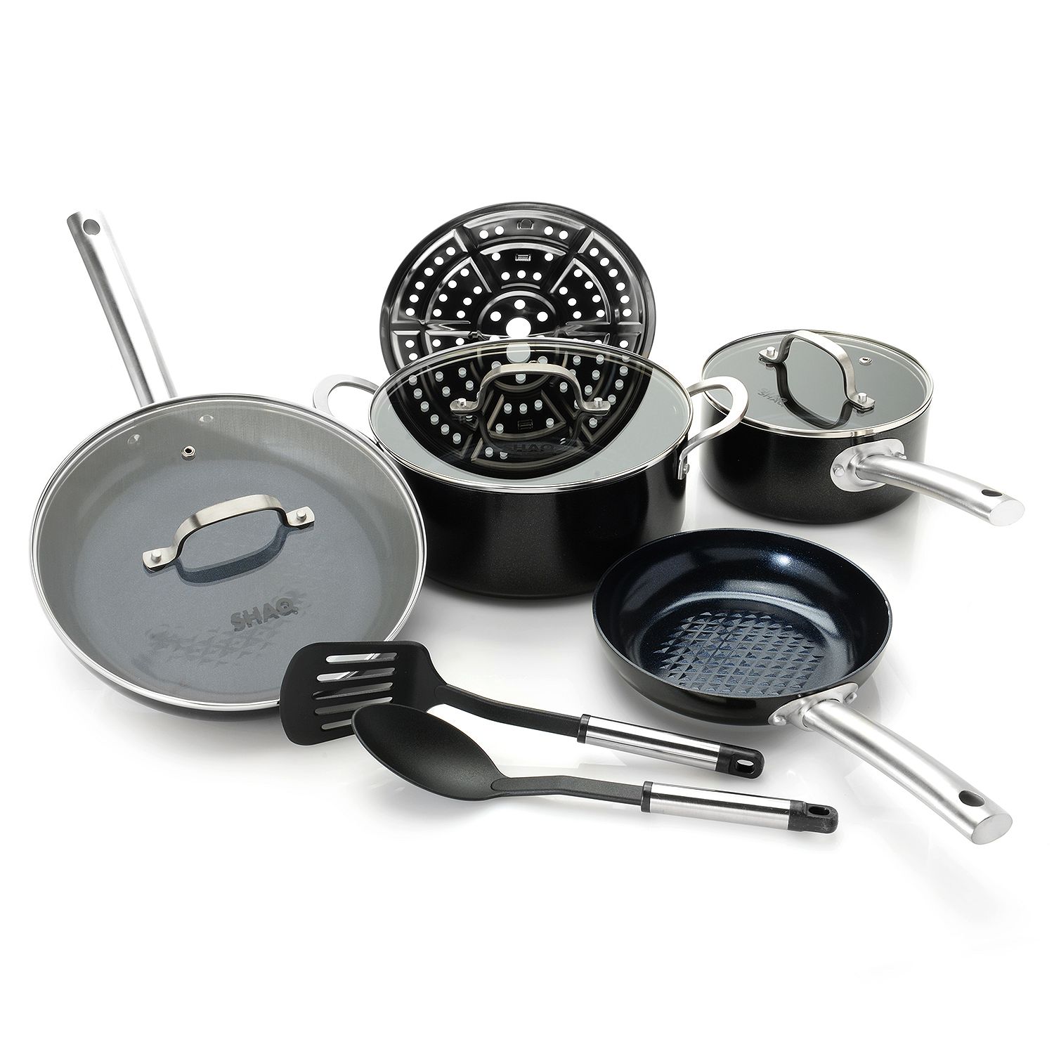 (ShopHQ) SHAQ 10-Piece Diamond Infused Ceramic Coating Cookware Set ...