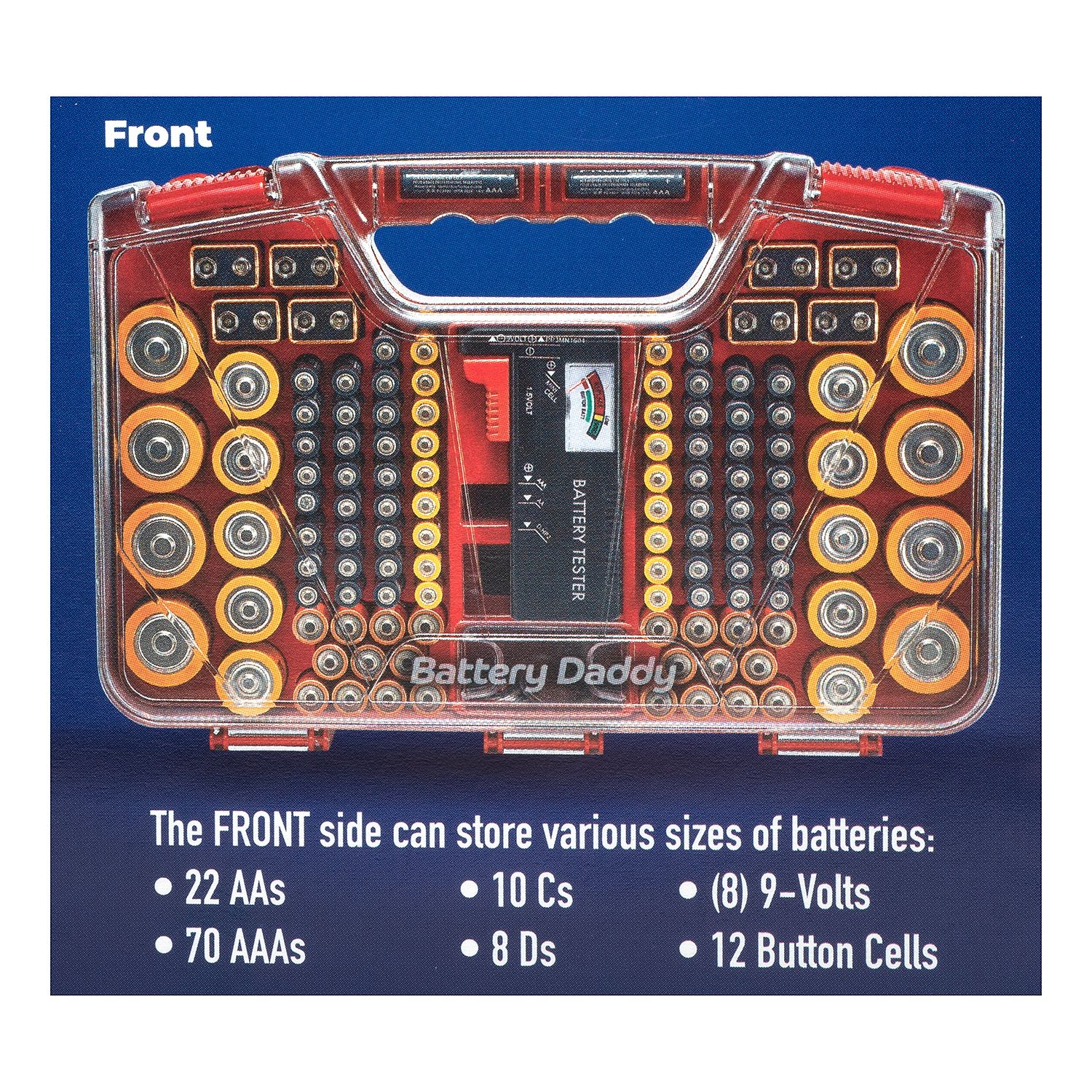 (ShopHQ) Battery Daddy 13.5" Battery Storage Case & Organizer w/ Built ...
