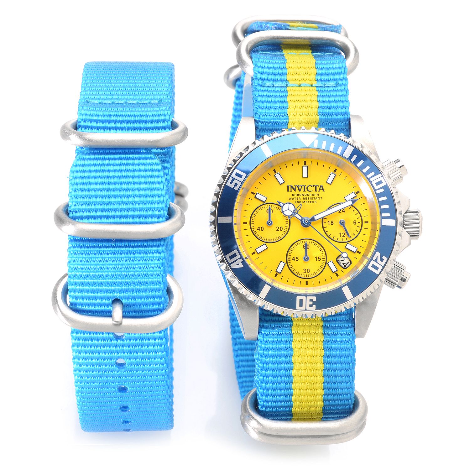 (ShopHQ) Invicta 40mm Pro Diver Admiral Quartz Chronograph Nylon Strap ...