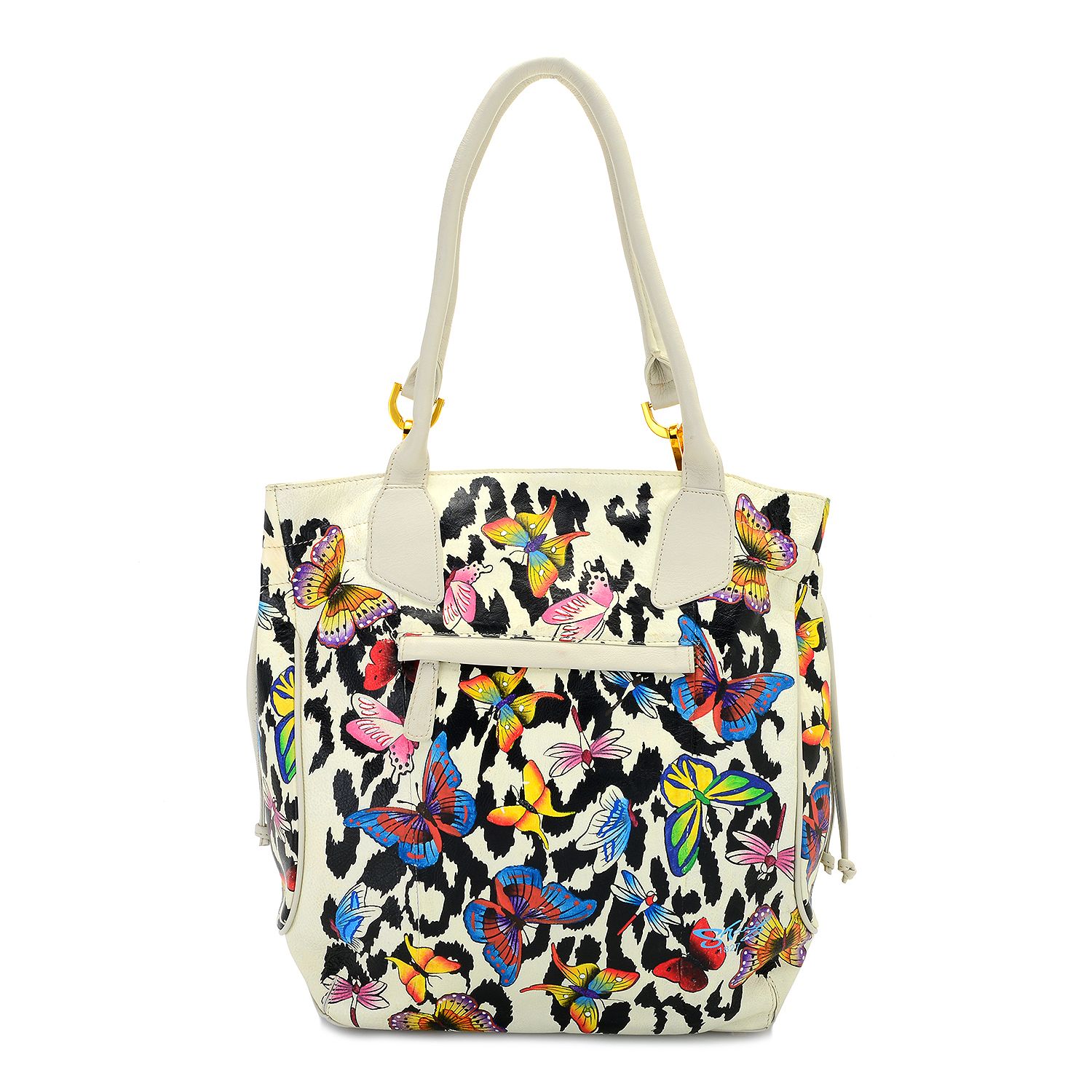 (ShopHQ) Sharif Hand-Painted Leather Tote Bag w/ Crossbody Set ...