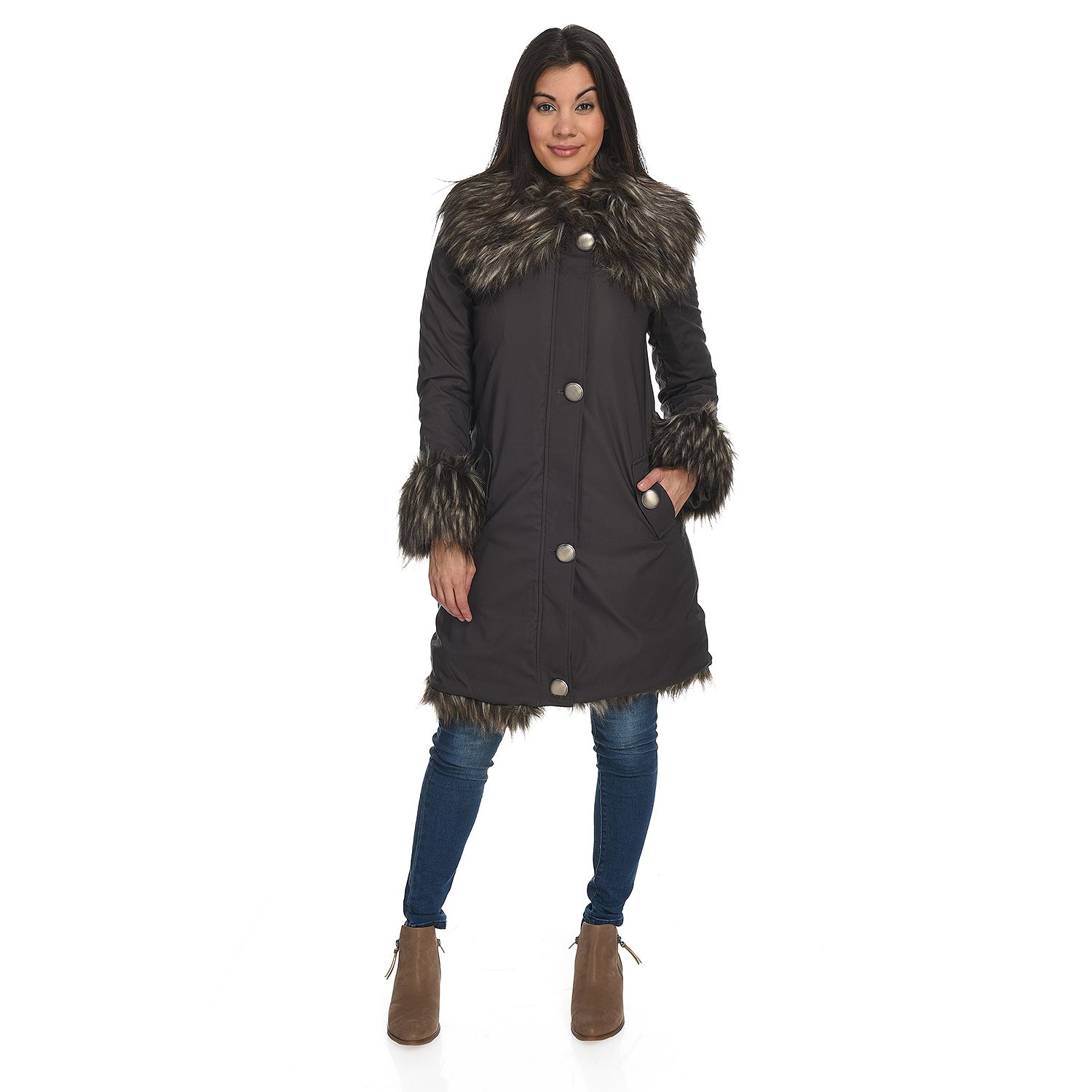 (ShopHQ) Donna Salyers' Fabulous-Furs Weather Resistant Faux Fur Lined ...