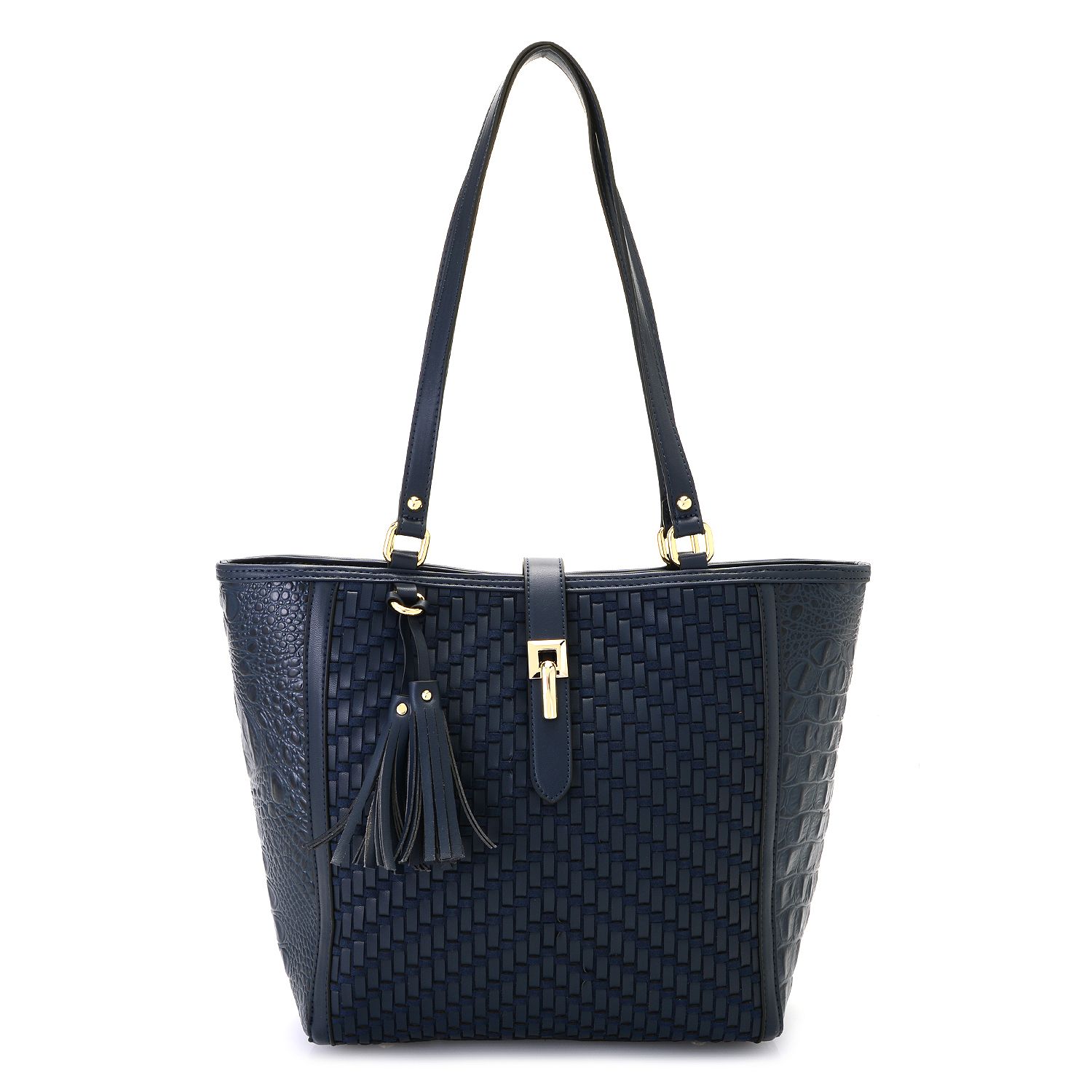 (ShopHQ) Madi Claire "Erin" Croco Embossed Genuine Leather Tote Bag w ...