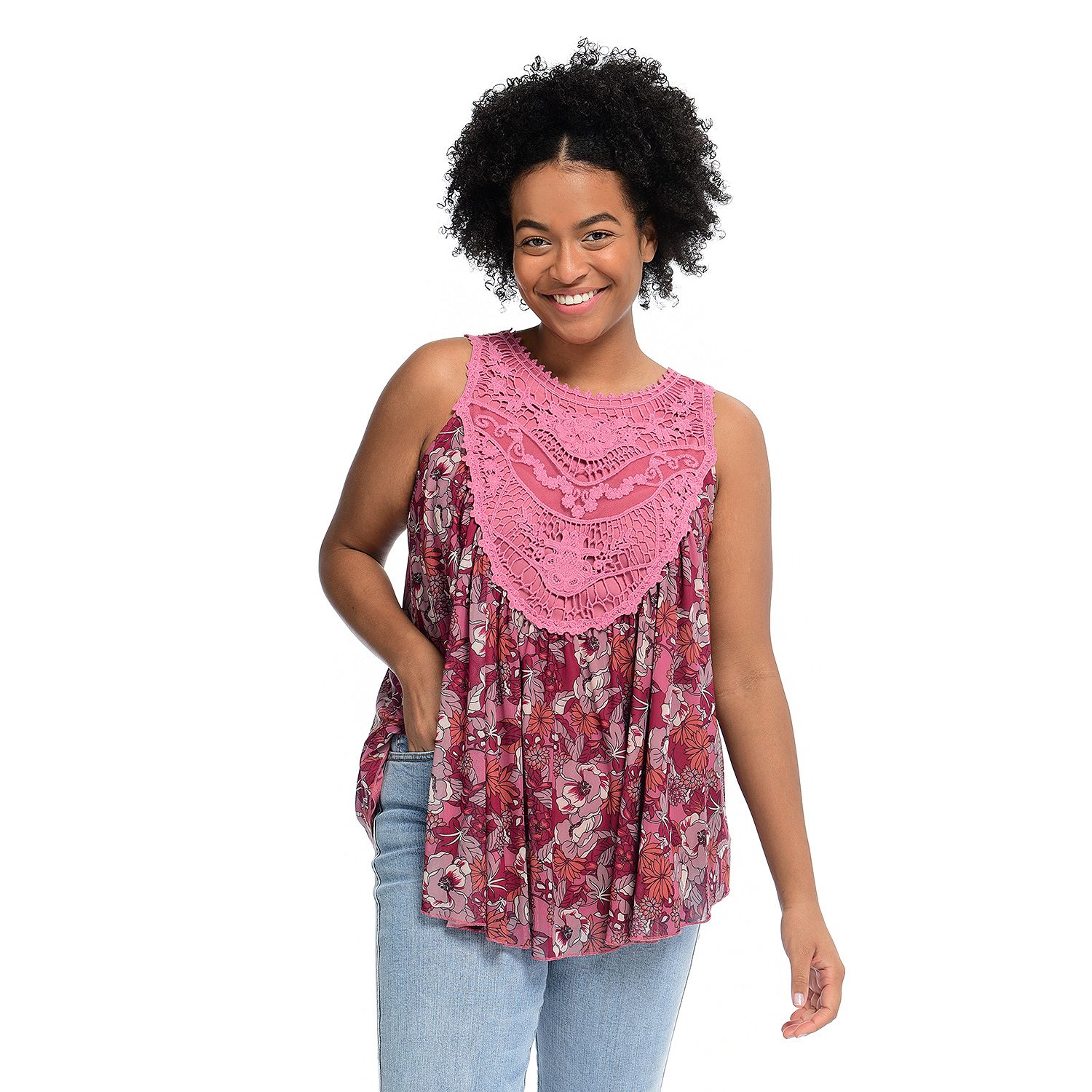 (ShopHQ) Indigo Thread Co.™ Crochet & Printed Mesh Partially Lined ...