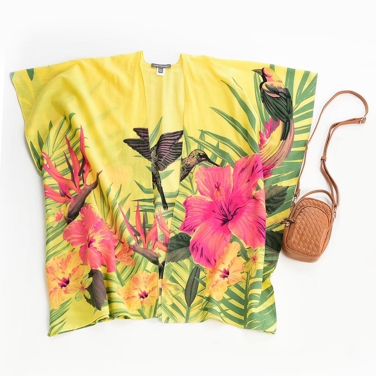 Shophq Kate And Mallory® Printed Cotton Kimono And Faux Leather Crossbody