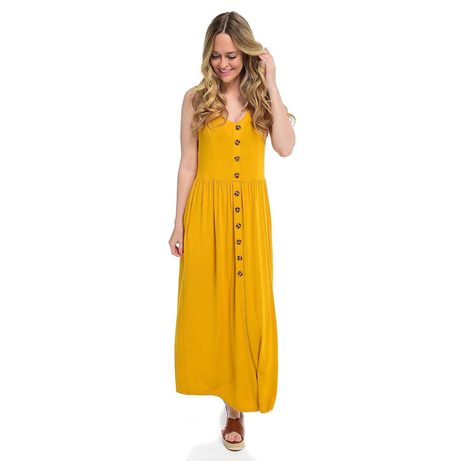 (ShopHQ) Indigo Thread Co.™ Stretch Knit Button Front 2-Pocket Maxi ...