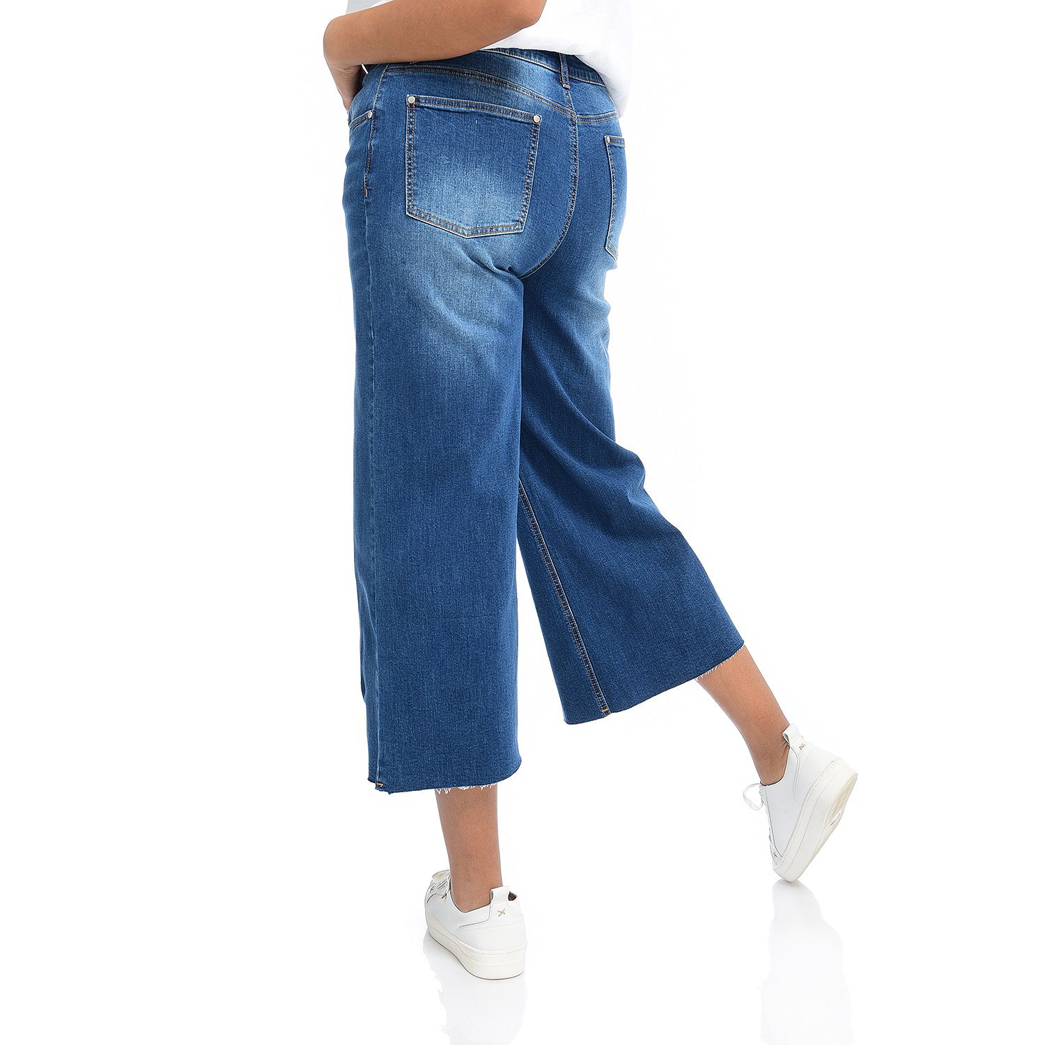 (ShopHQ) OSO Casuals® Stretch Denim Wide Leg Button Front Cropped Jeans ...