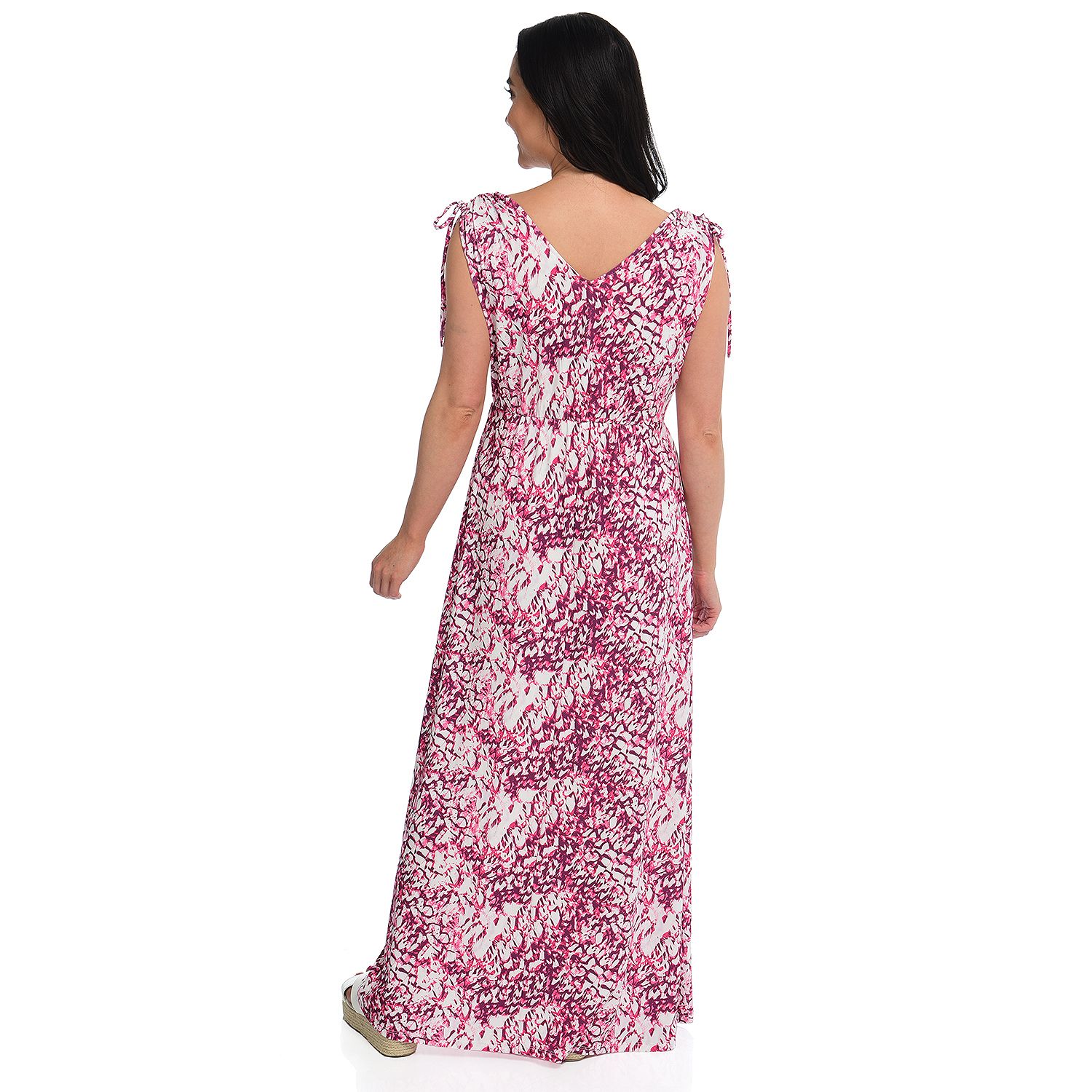 (ShopHQ) Kate & Mallory® Stretch Knit Cinched Shoulder V-Neck Maxi ...
