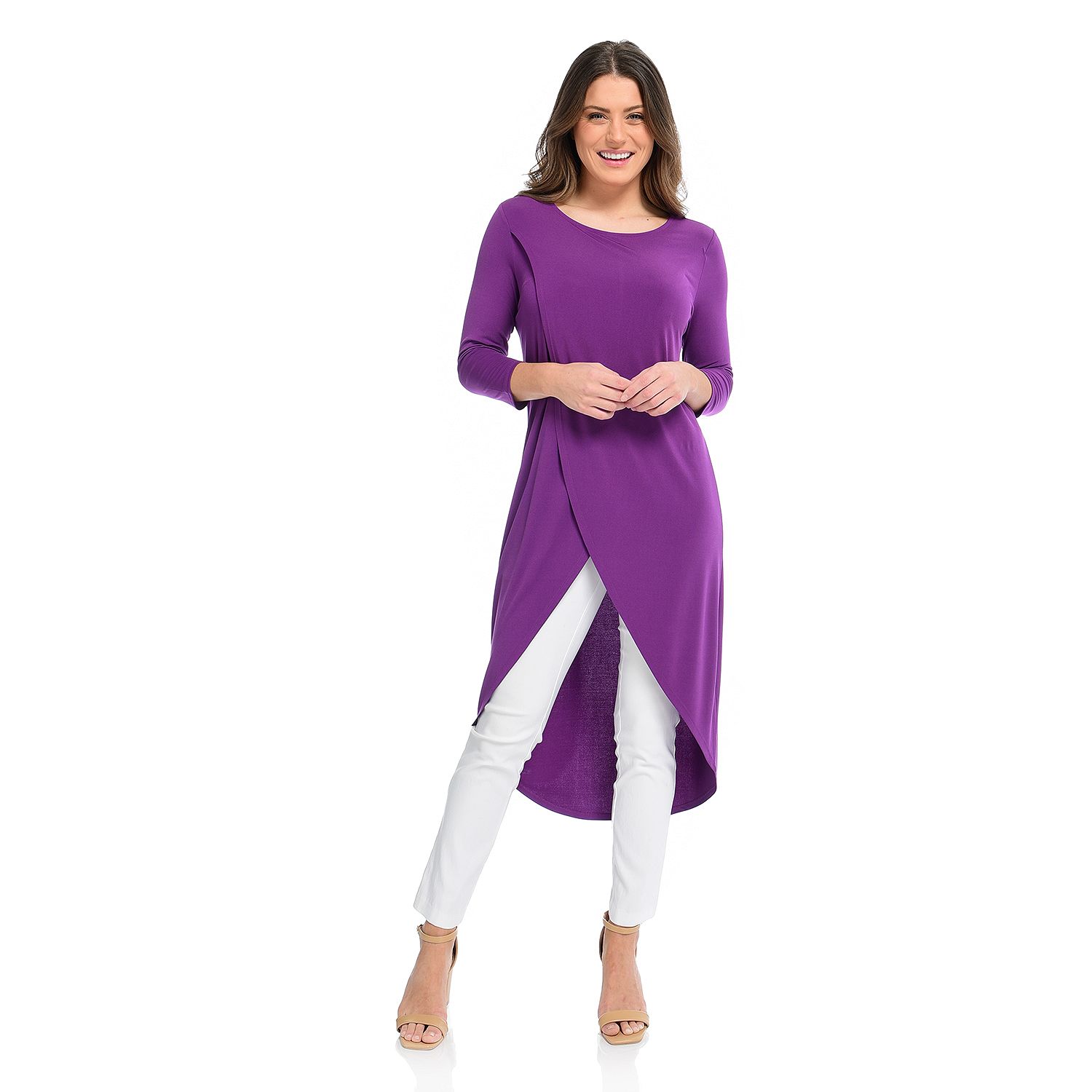 (QVC) Kate & Mallory® 3/4 Sleeve Tulip Hem Maxi Top – TVShoppingQueens