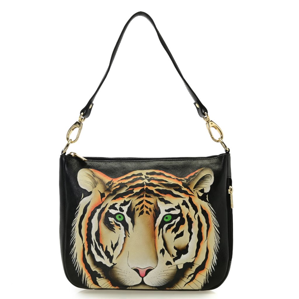 Anuschka Hand-Painted Leather Medium Top Zip Hobo Bag - ShopHQ.com