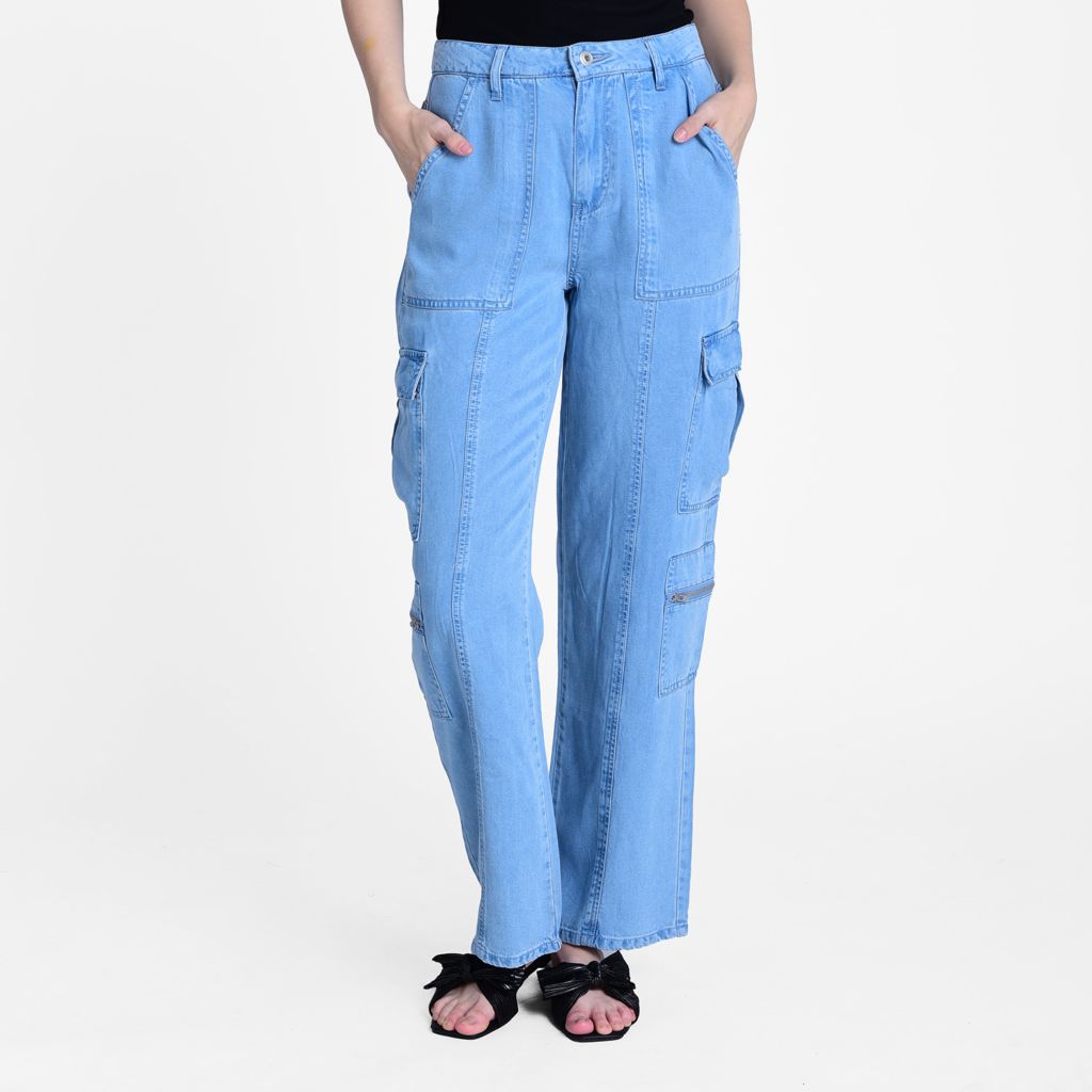 (ShopHQ) Indigo Thread Co.™ High Rise Straight Leg Cargo Pants ...