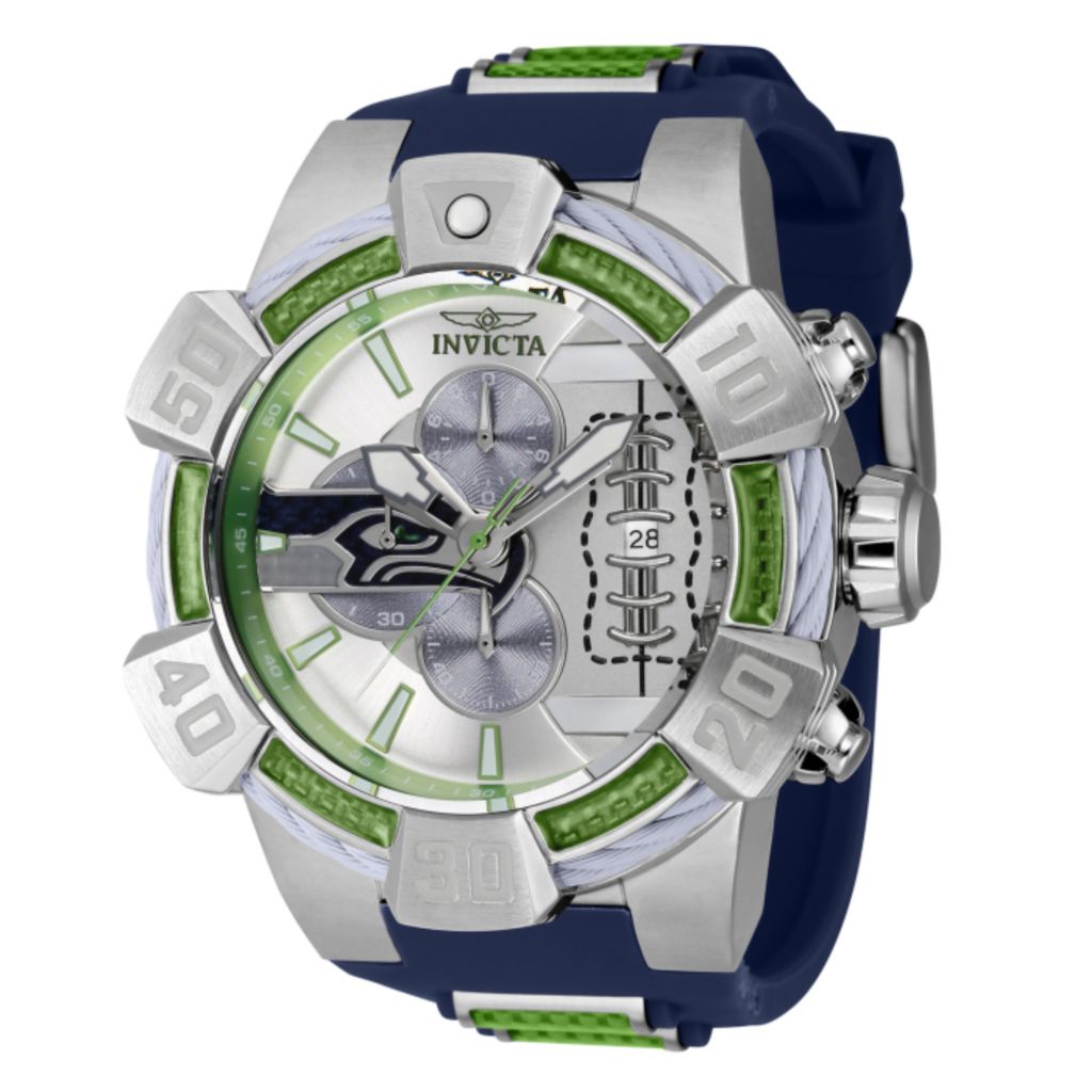 Invicta NFL Seattle Seahawks Men's 52mm Silver Dial Chronograph Watch ...