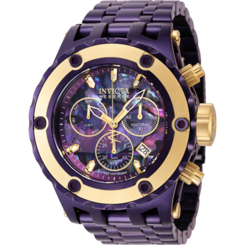 Invicta Reserve 52mm Swiss Quartz Master Calendar Abalone Watch ...